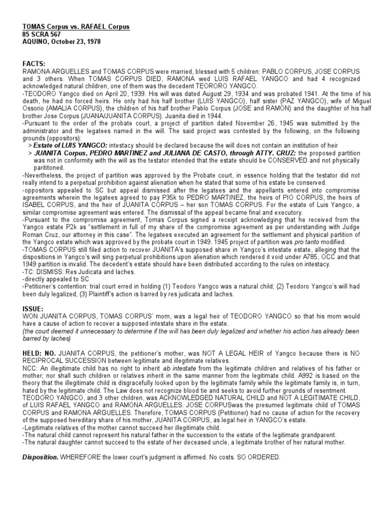 Corpus Vs Corpus | PDF | Civil Law (Common Law) | Common Law