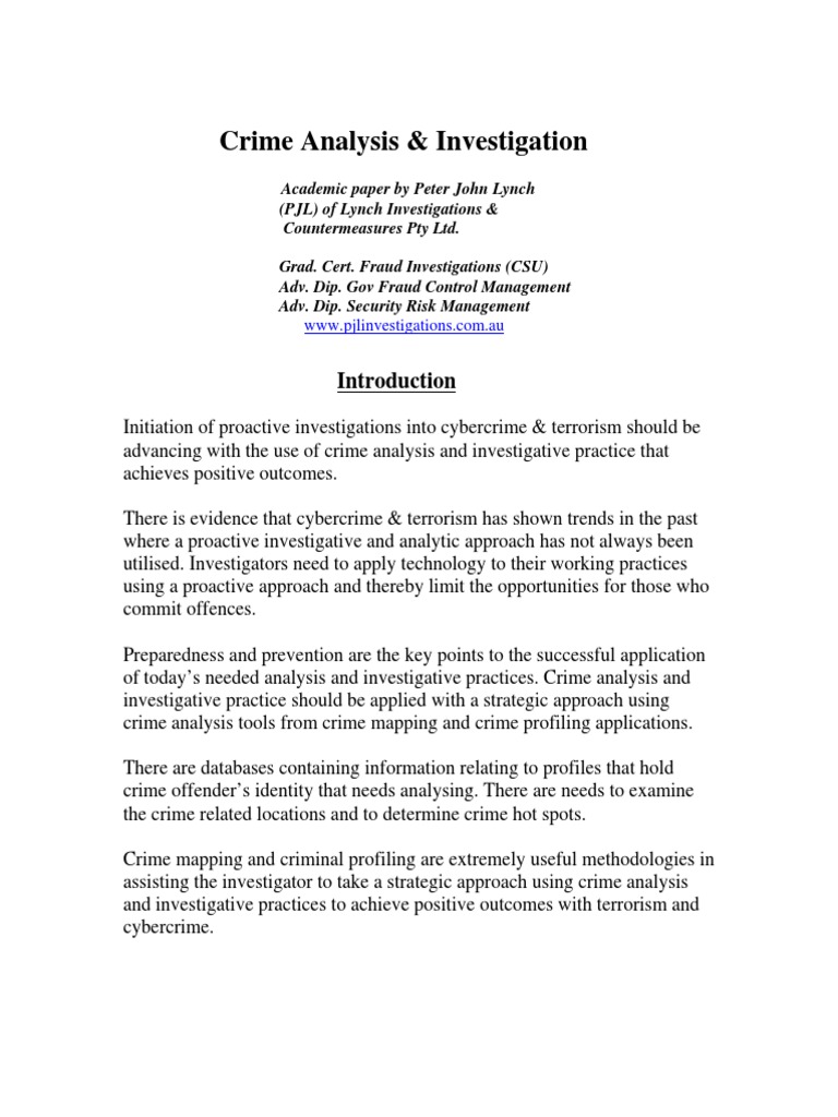 Proactive Crime Analysis & Terrorism Prevention | PDF | Offender ...
