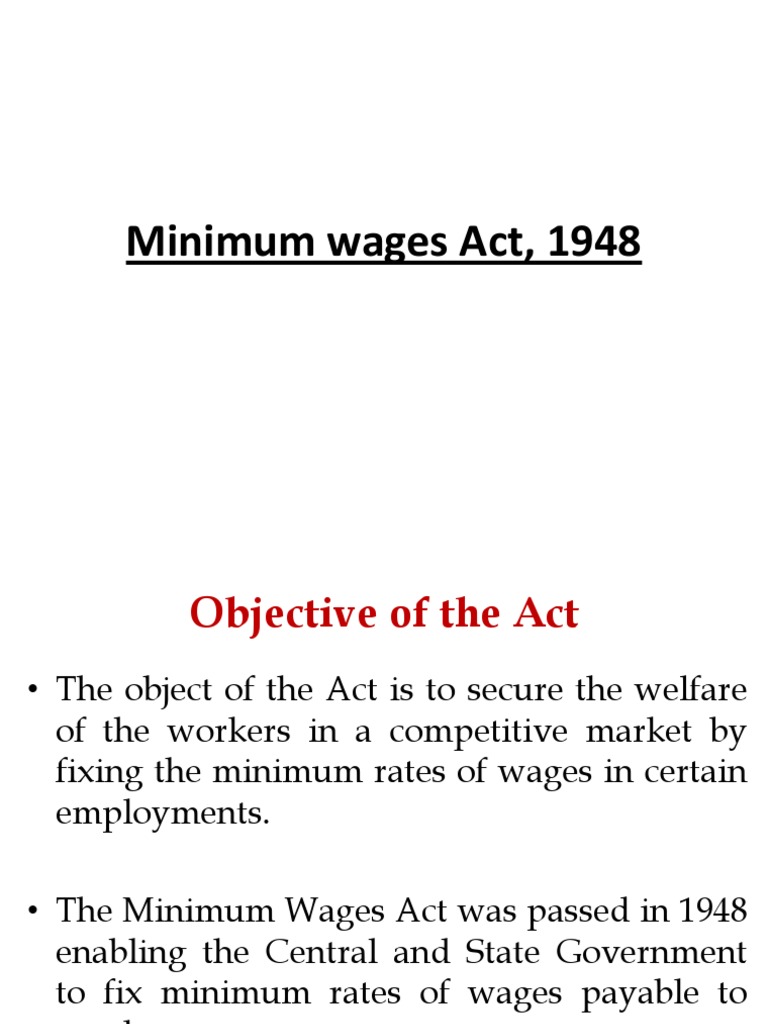 The Minimum Wage Act 1948 | PDF | Wage | Piece Work