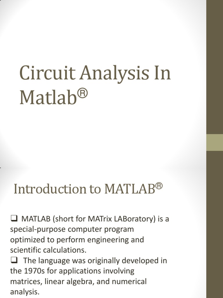 Circuits in Matlab | PDF | Electrical Network | Matrix (Mathematics)