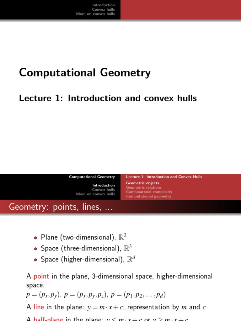 Computational Geometry: Lecture 1: Introduction and Convex Hulls | PDF ...