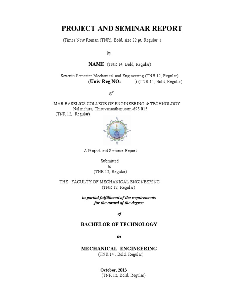 Mechanical Engineering Project Report | PDF | Titles | Science And ...
