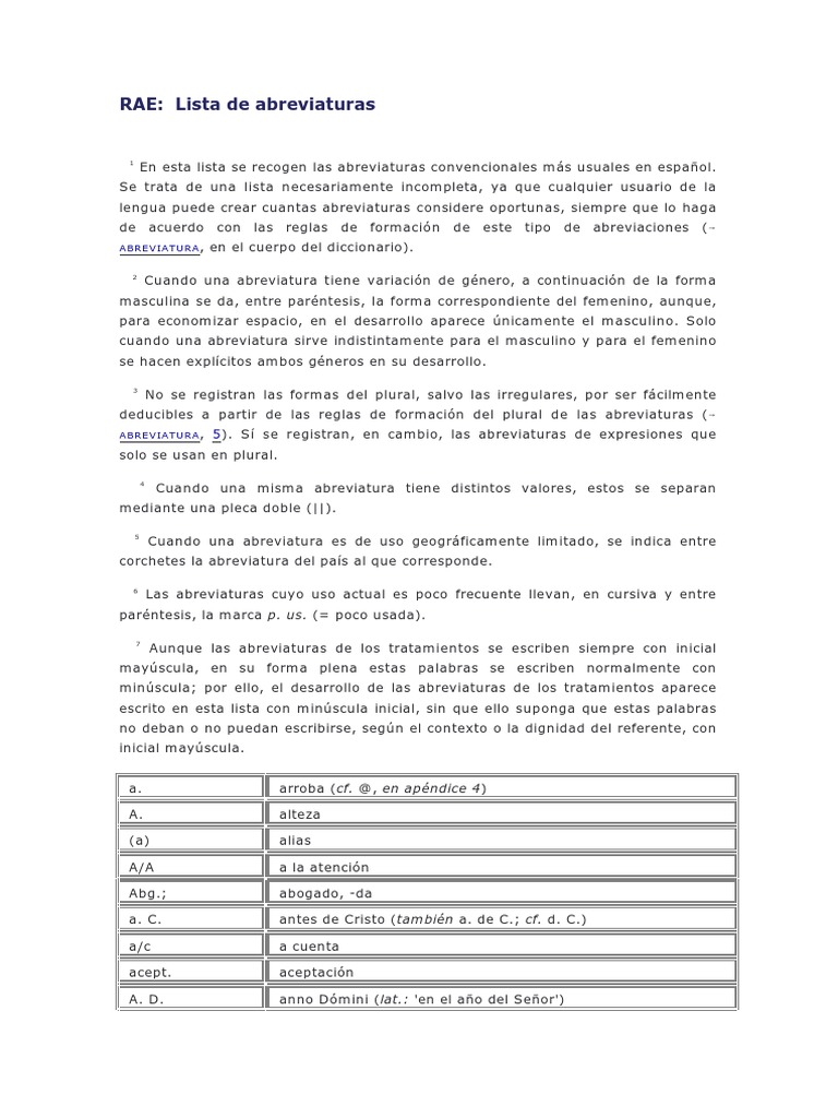 RAE Siglas Comunes | PDF | Soporte | Referencia