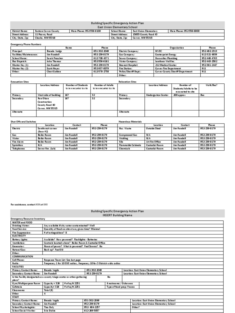 Building Specific Emergency Action Plan Eue2 | PDF | Battery ...
