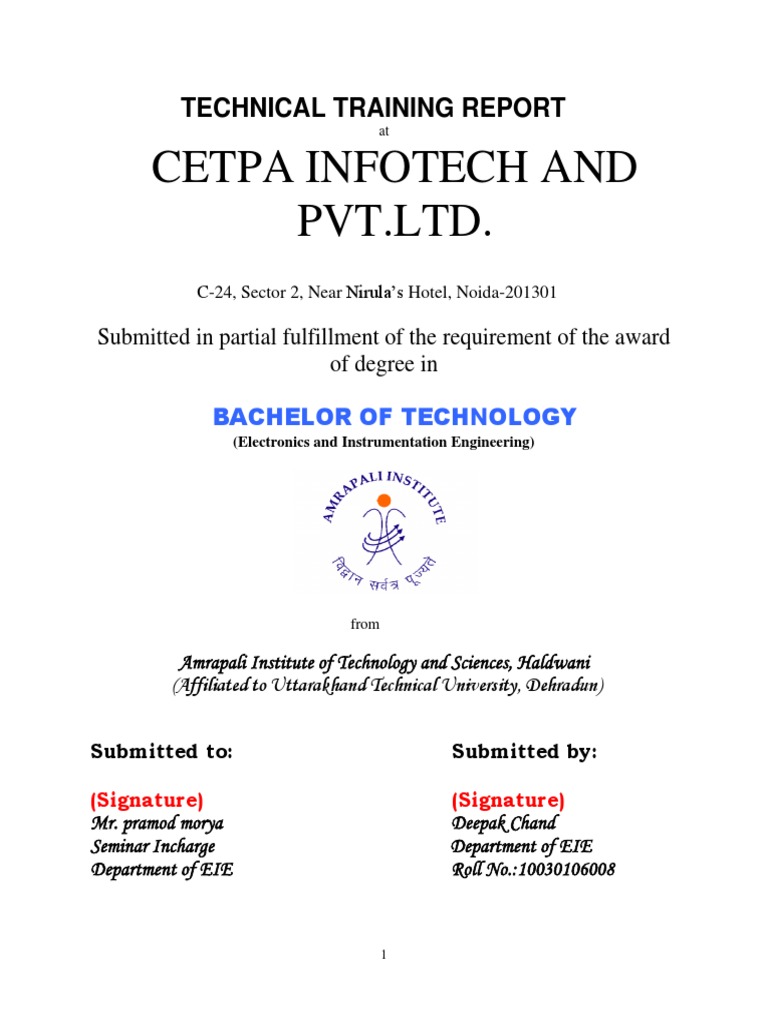 Training Report of Industrial Interaction in Cetpa Infotech PDF | PDF ...