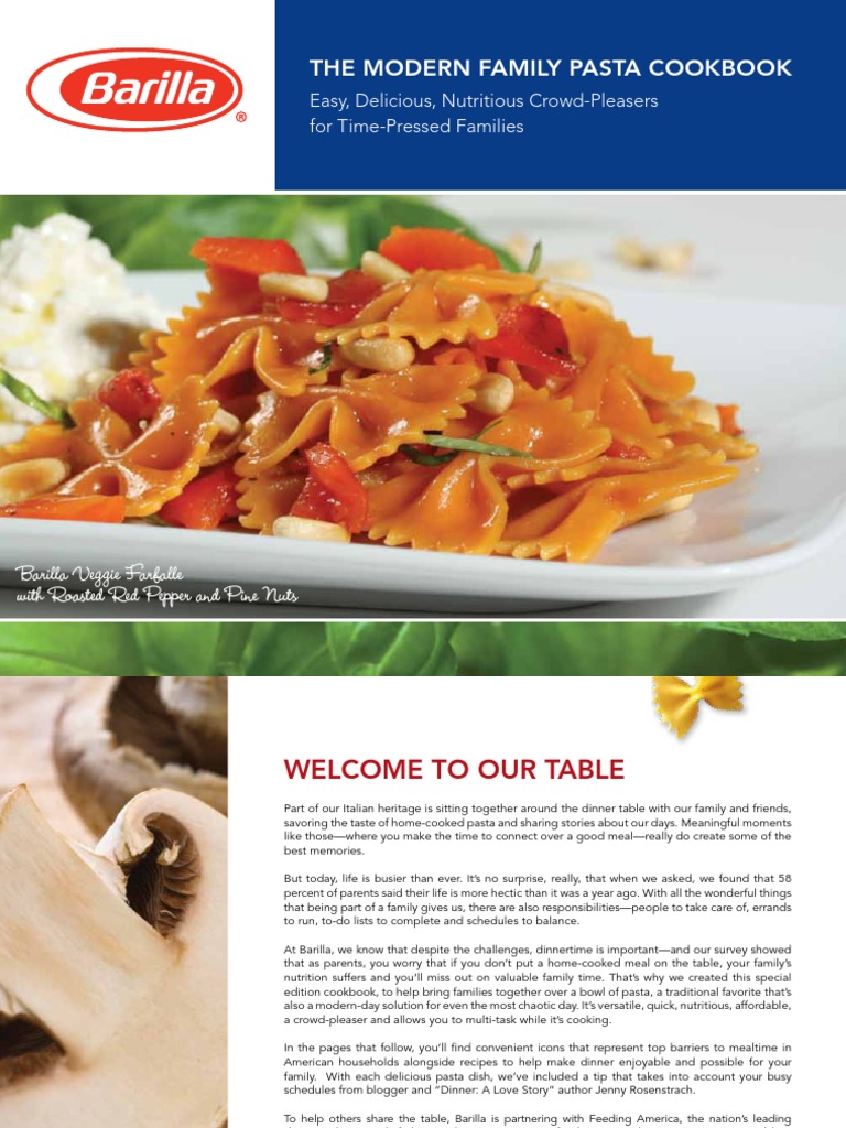 Barilla Modern Family Pasta Cookbook | PDF | Pasta | Lasagne