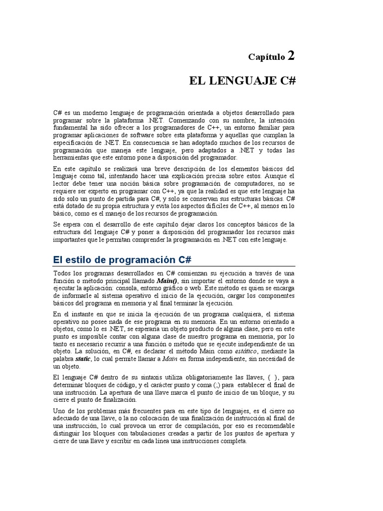Programacioncsharp 02 Pdf C Sharp Lenguaje De Programación 6479