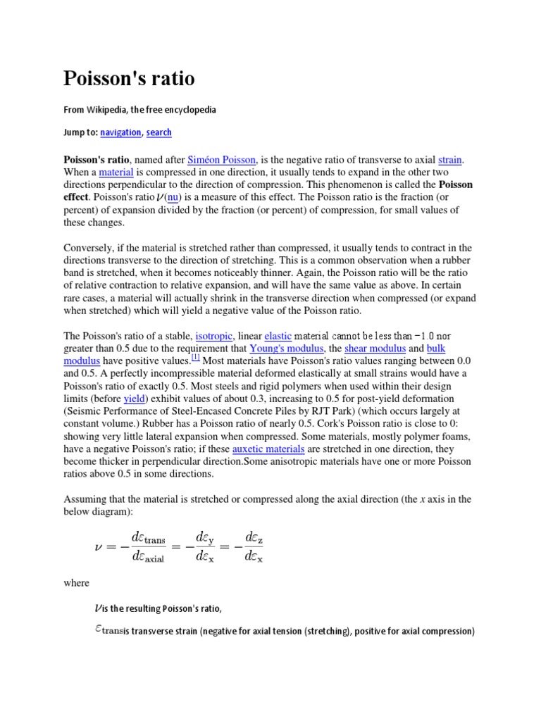 Poisson's ratio - the ratio of transverse to axial strain in materials ...