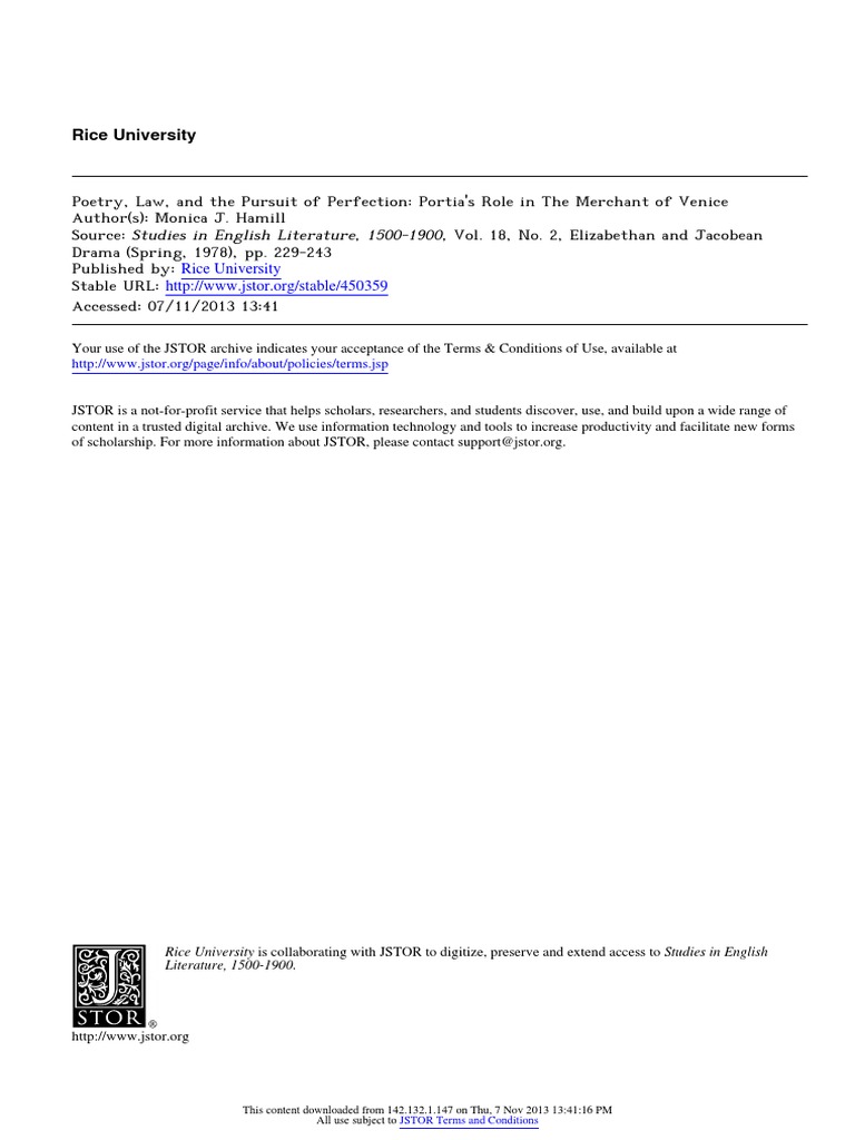 Portia's Role in Shakespeare's Play | PDF | The Merchant Of Venice ...