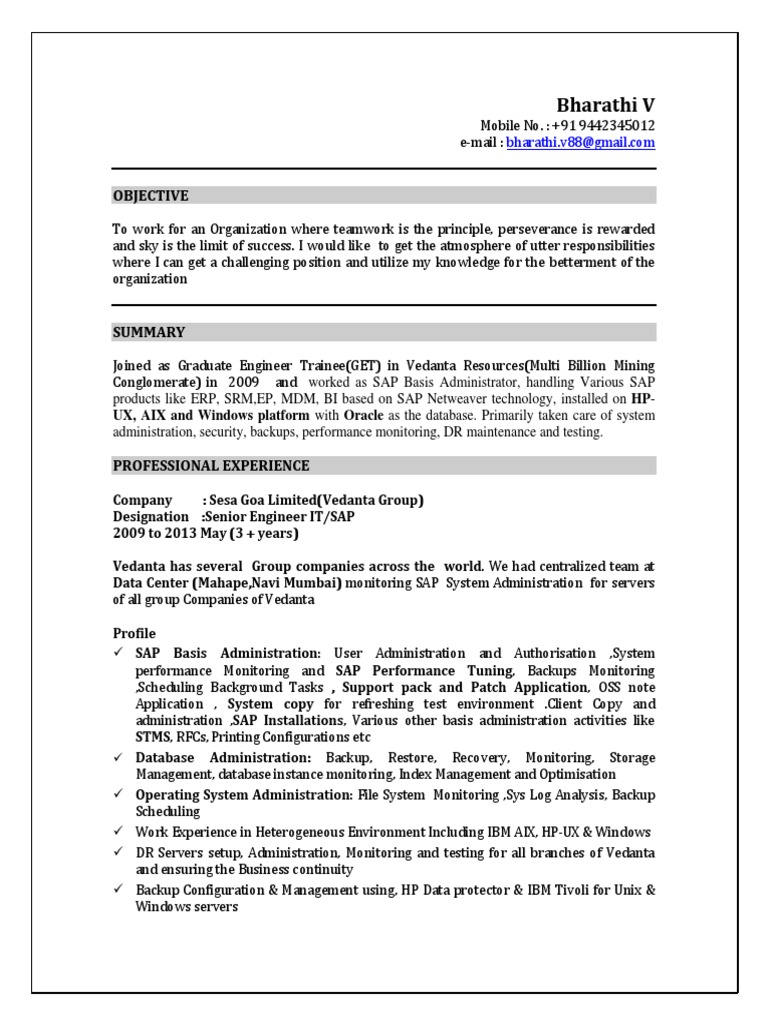 Bharathi V: Objective | PDF | Oracle Database | Backup