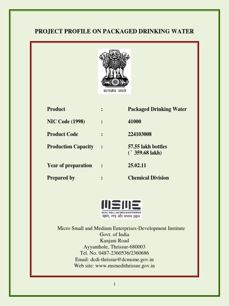 01.packaged Drinking Water | PDF | Water Purification | Bottled Water