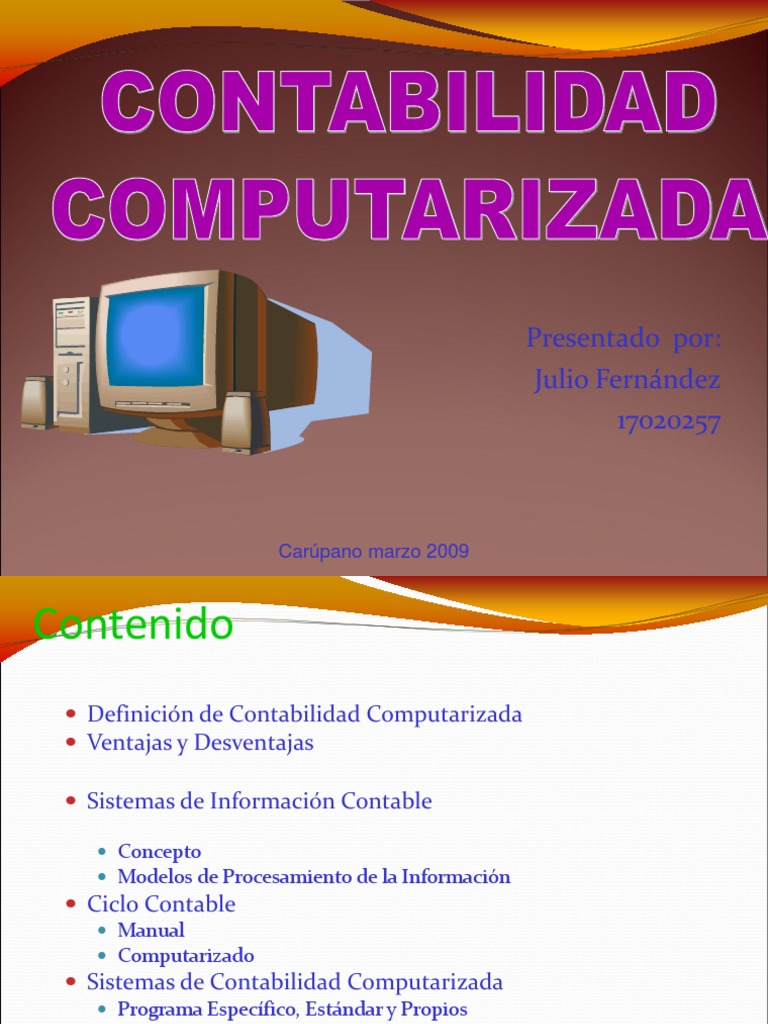 Presentacion Contabilidad Computarizada | PDF | Contabilidad | Hardware ...