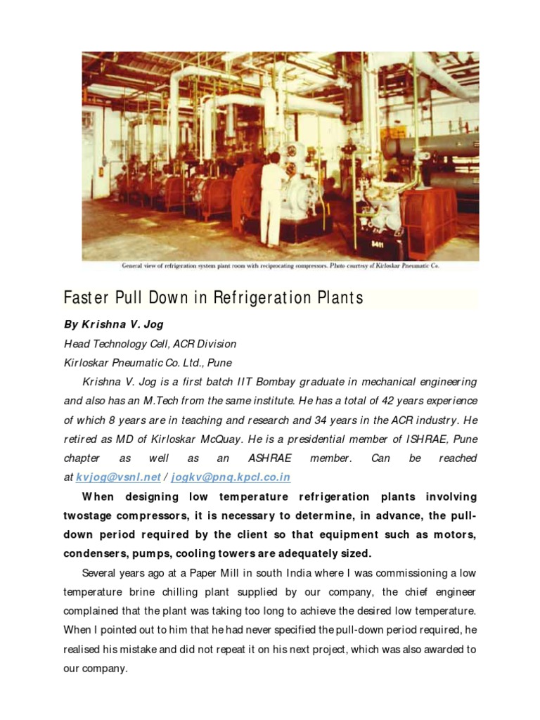 Optimizing Pull-Down in Refrigeration Systems | PDF | Air Conditioning ...
