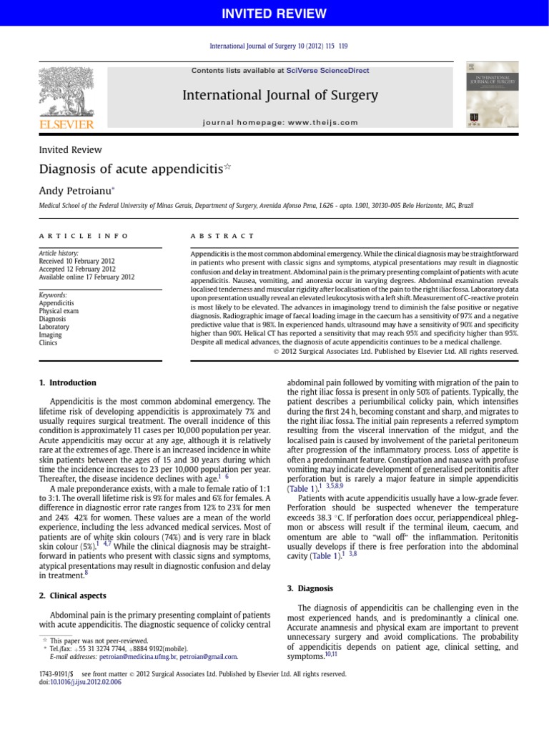 Diagnosis of Acute Appendicitis | PDF | Ct Scan | Clinical Medicine