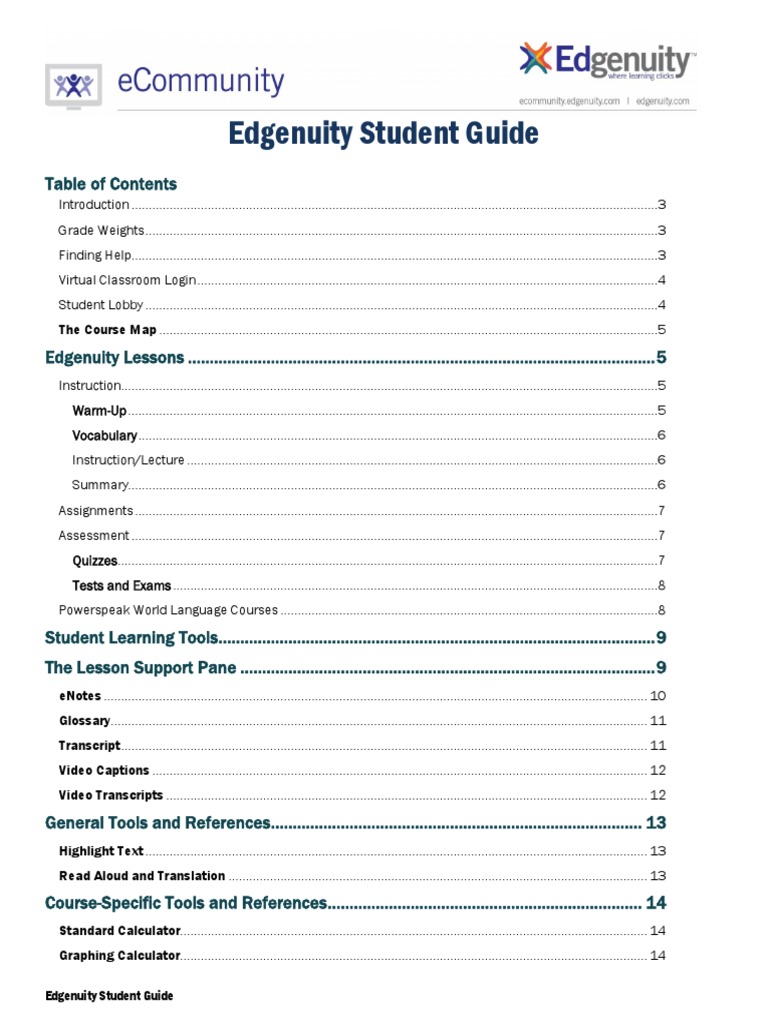 Edgenuity Student Guide | PDF | Calculator | Email