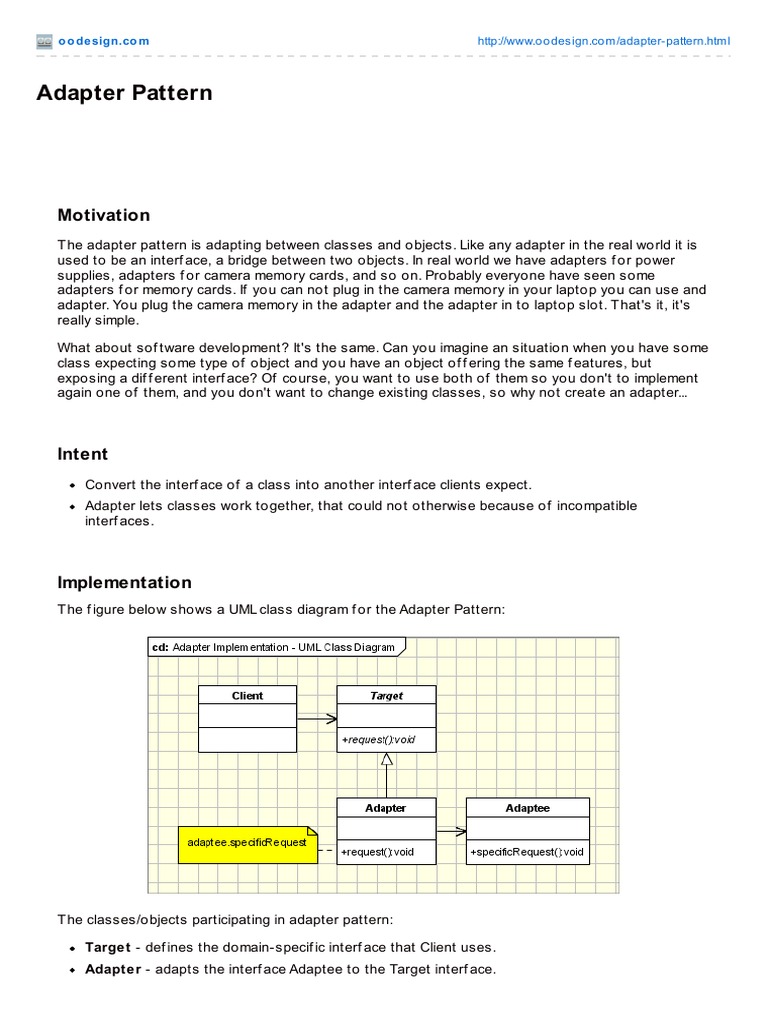 Adapter Pattern Pdf Inheritance Object Oriented Programming Class Computer Programming