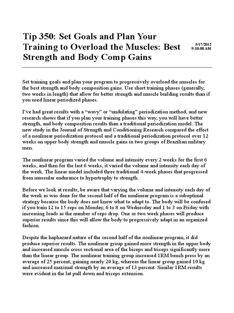 Charles Poliquin - Tip 350 Set Goals and Plan Your Training To Overload ...