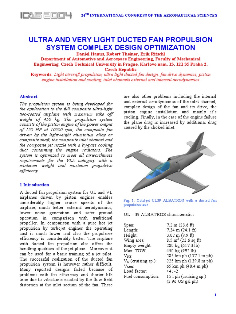 Ultra and Very Light Ducted Fan Propulsion | PDF | Boundary Layer | Jet ...
