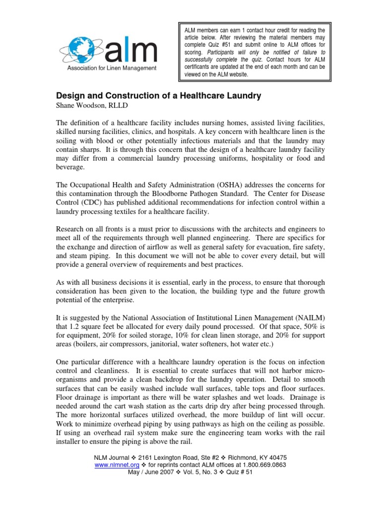 Design and Construction of A Healthcare Laundry | PDF | Infection ...