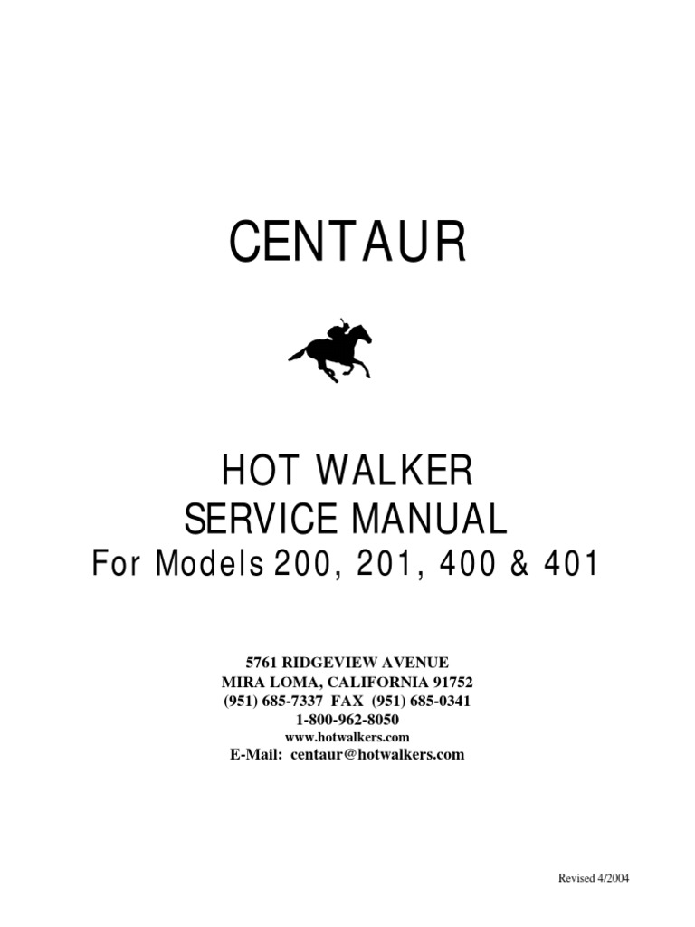 Centaur Hot Walker Manual | PDF | Business | Home & Garden