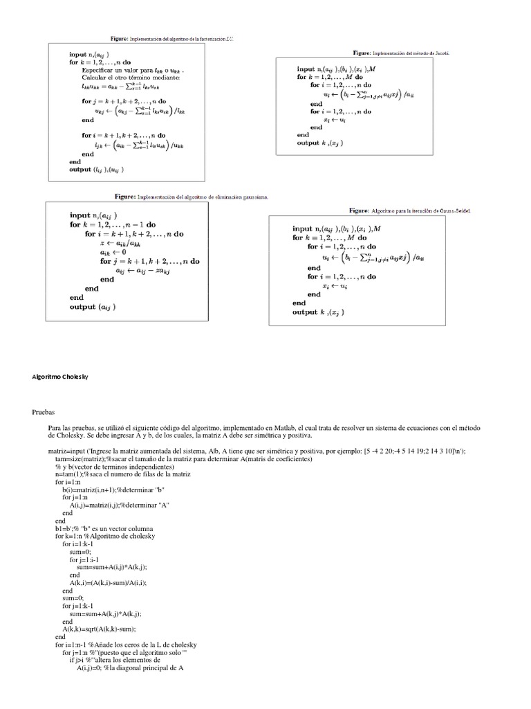 Algoritmo Cholesky | PDF | Objetos matemáticos | Matemáticas Aplicadas