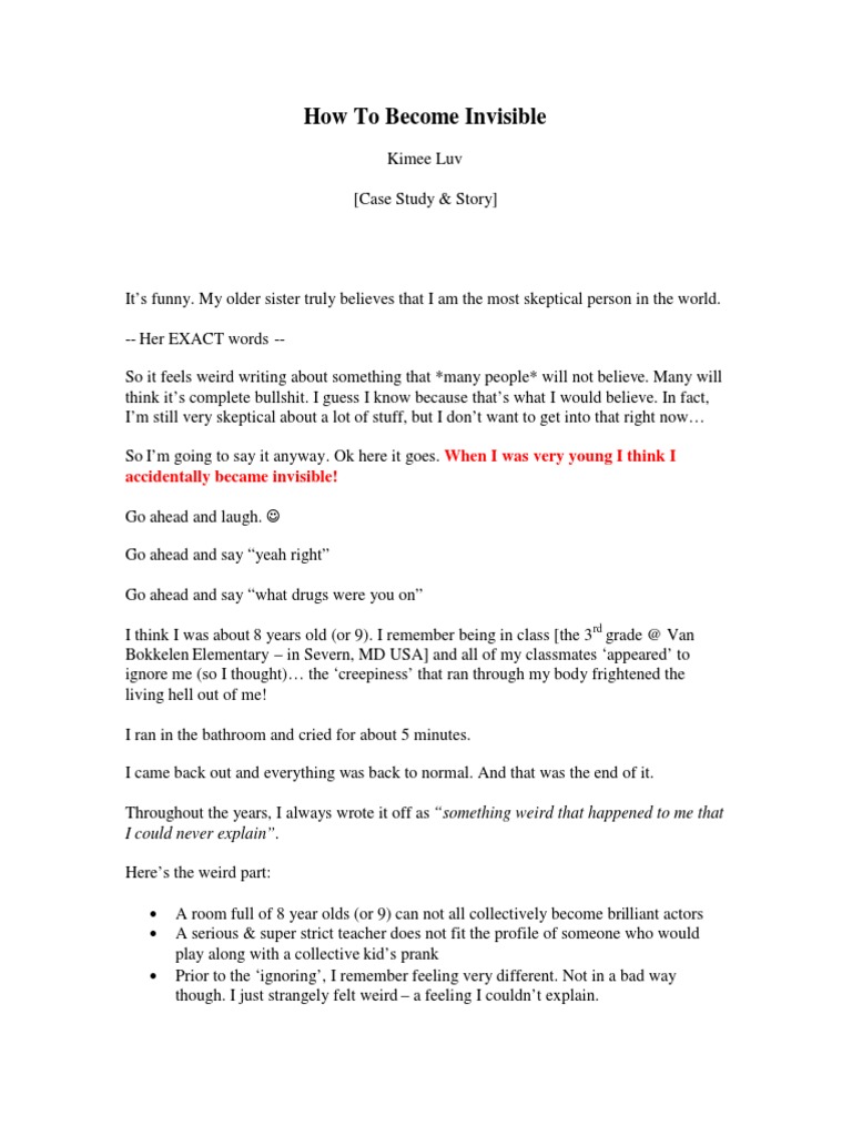 How To Become Invisible | PDF | Mystery, Thriller & Crime Fiction