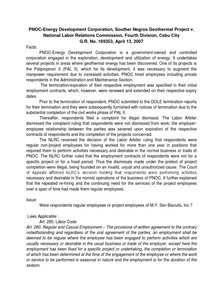 PNOC v. NLRC | Download Free PDF | Employment | Government
