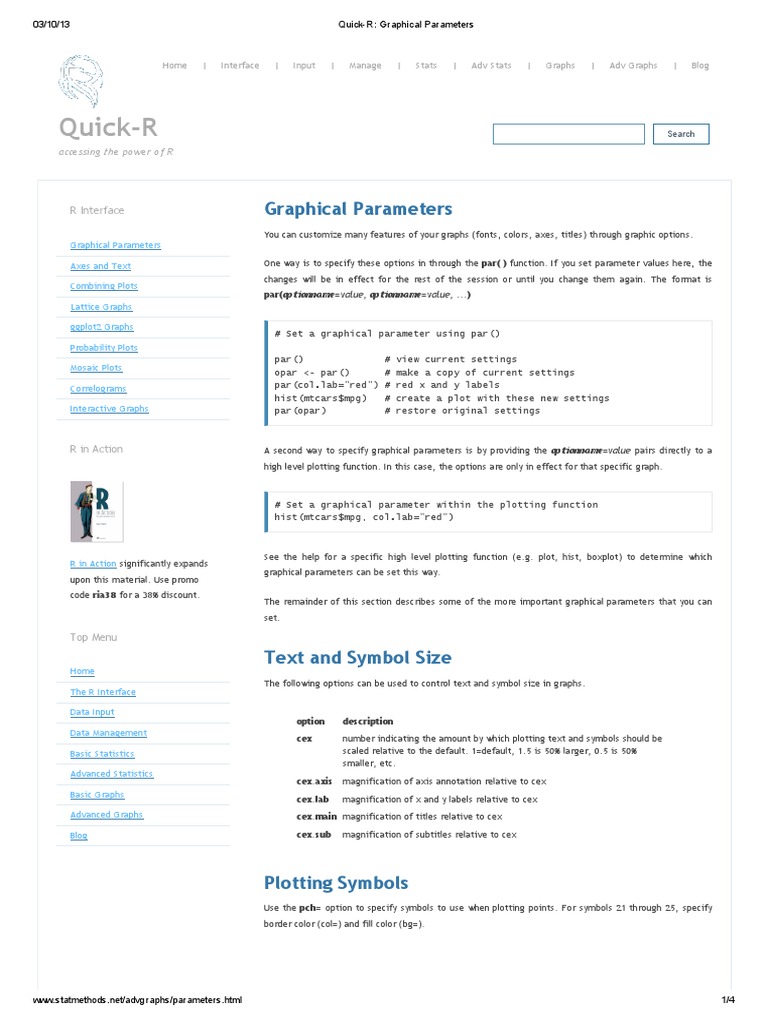 Quick-R - Graphical Parameters | PDF | Typefaces | Chart