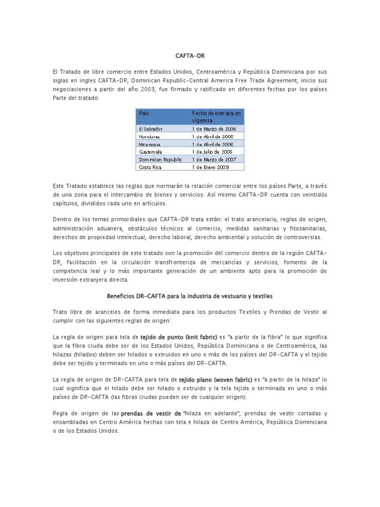 Cafta | República Dominicana | Comercio