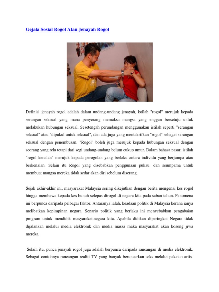 Gejala Sosial Rogol Atau Jenayah Rogol | PDF