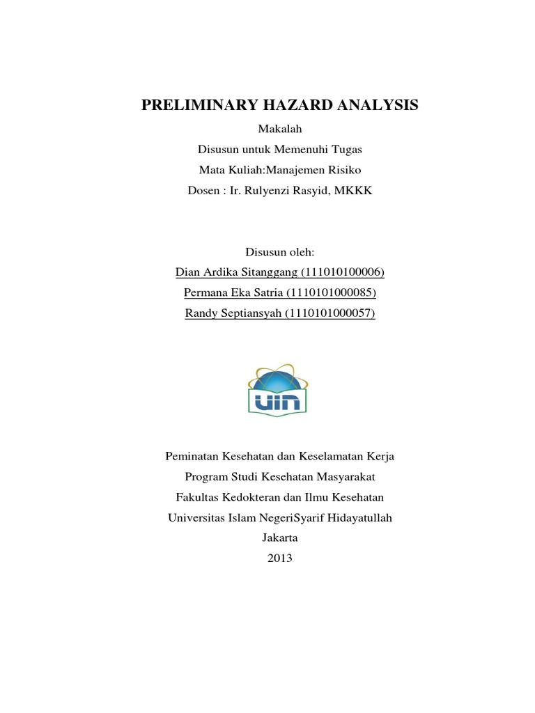 Makalah Preliminary Hazard Analysis | PDF | Teknologi & Rekayasa