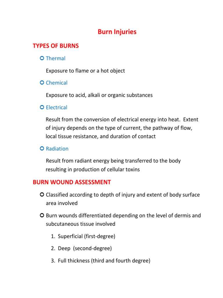 Burn Injuries: Types of Burns | PDF | Burn | Blood Vessel
