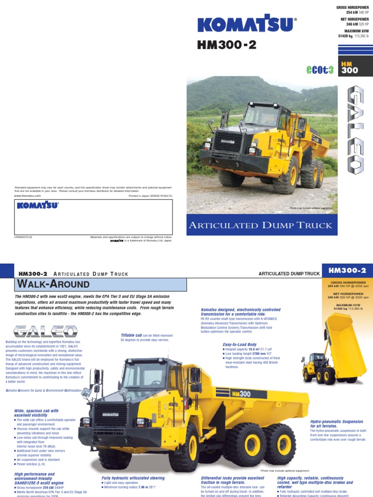 Komatsu HM300-2 | PDF | Truck | Horsepower