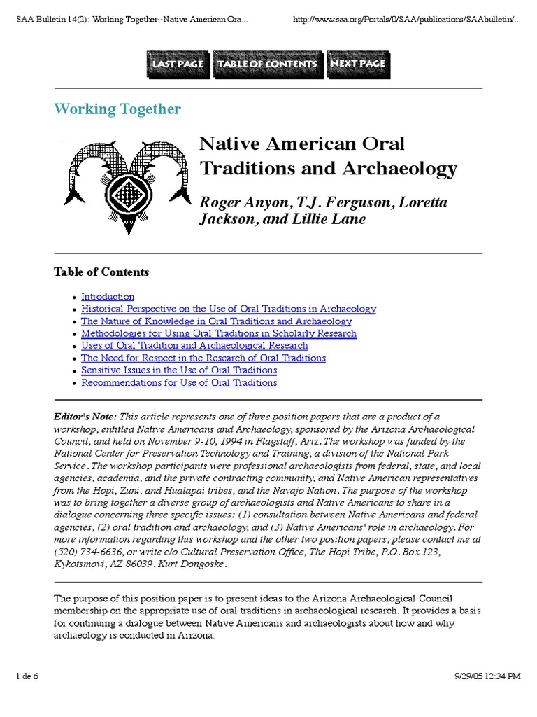 SAA Bulletin 14 (2) - Working Together - Native American Oral ...