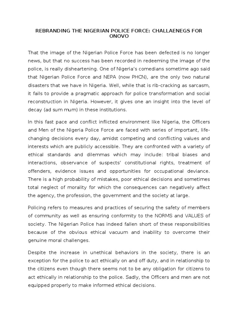 Rebranding The Nigerian Police Force | PDF | Social Science