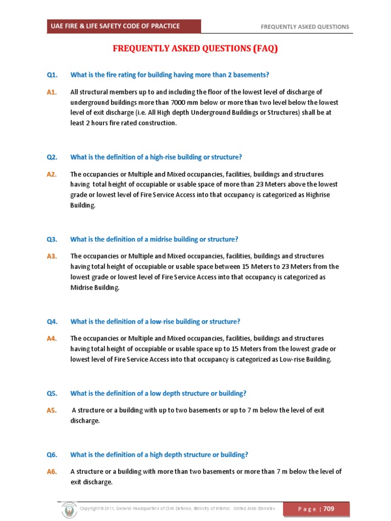 Frequently Asked Questions Uae Fire Code | PDF | Home & Garden ...