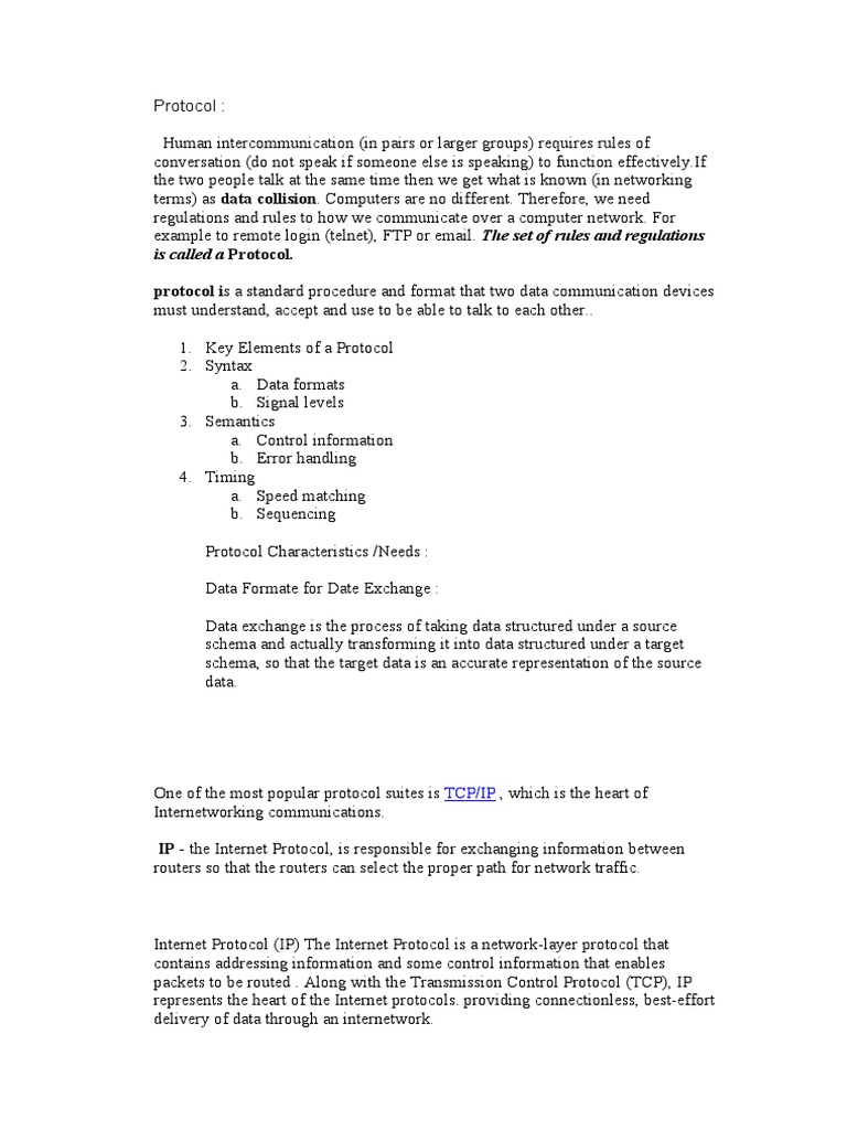 Is Called A Protocol.: Protocol Is A Standard Procedure and Format That ...