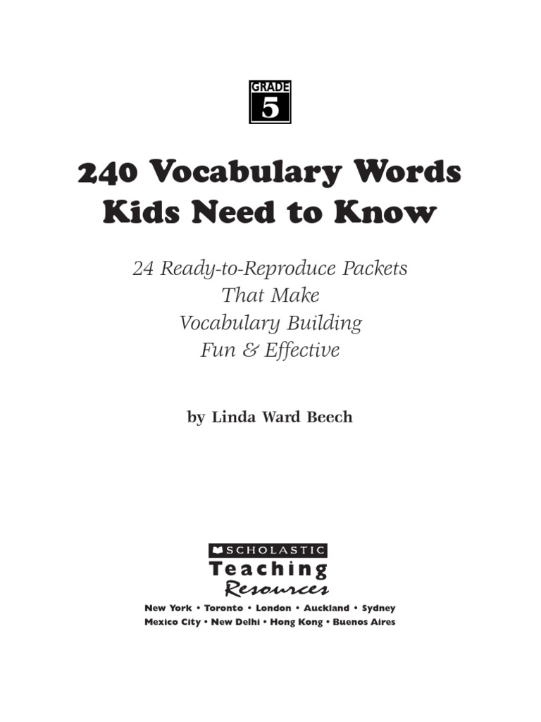 240 Vocabulary Words Kids Need To Know | PDF | Semiotics | Linguistic ...