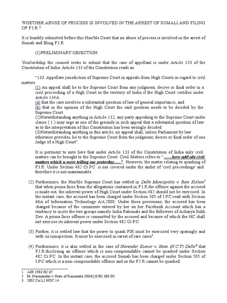 Section 482 of CRPC | PDF | Appeal | Supreme Courts