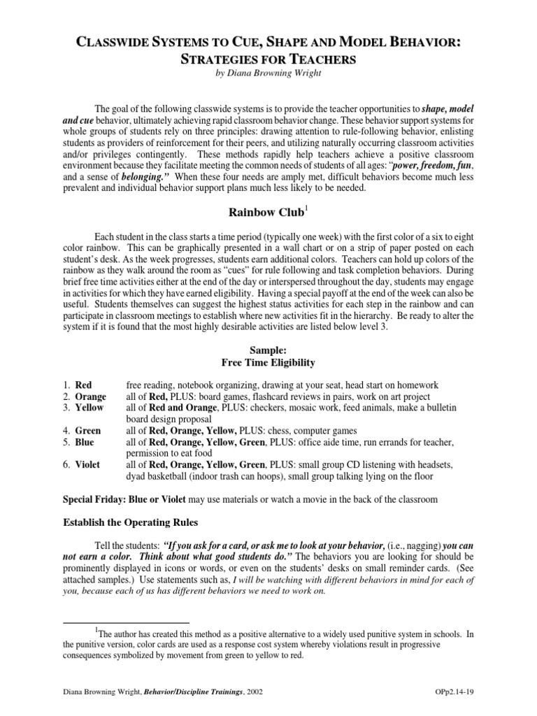 Classwide System | PDF | Reinforcement | Classroom