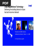 Lurgi Methanol Production Technology | PDF | Combustion | Chemical Reactor