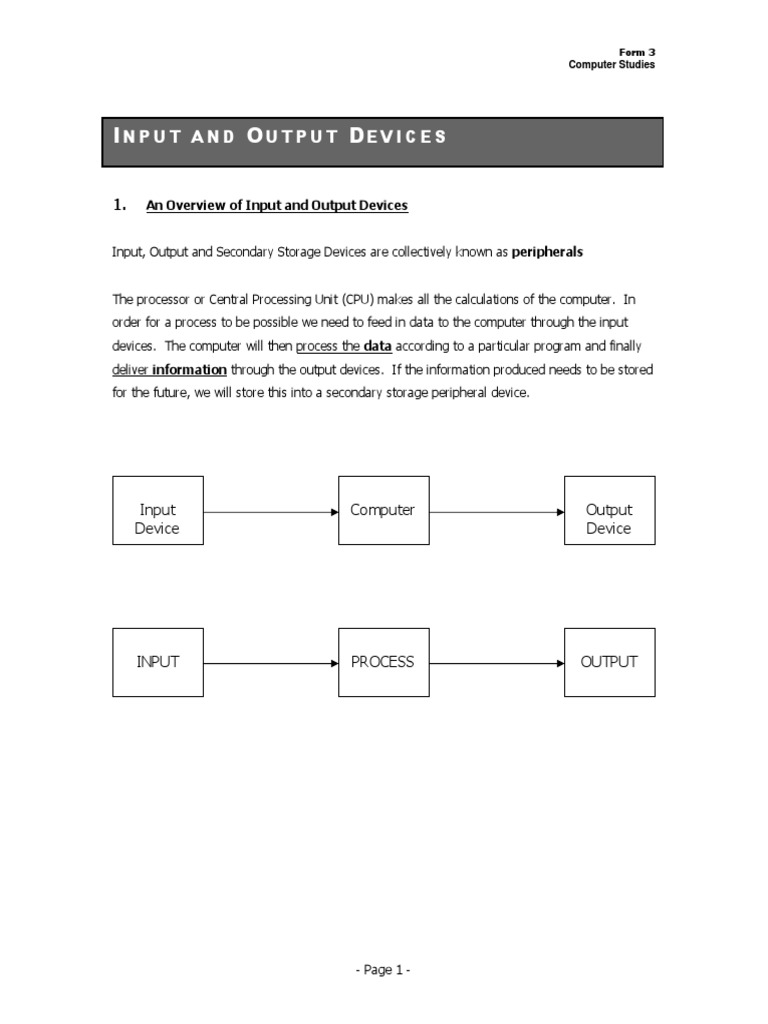 Computer Input and Output Devices | PDF | Games & Activities | Computers