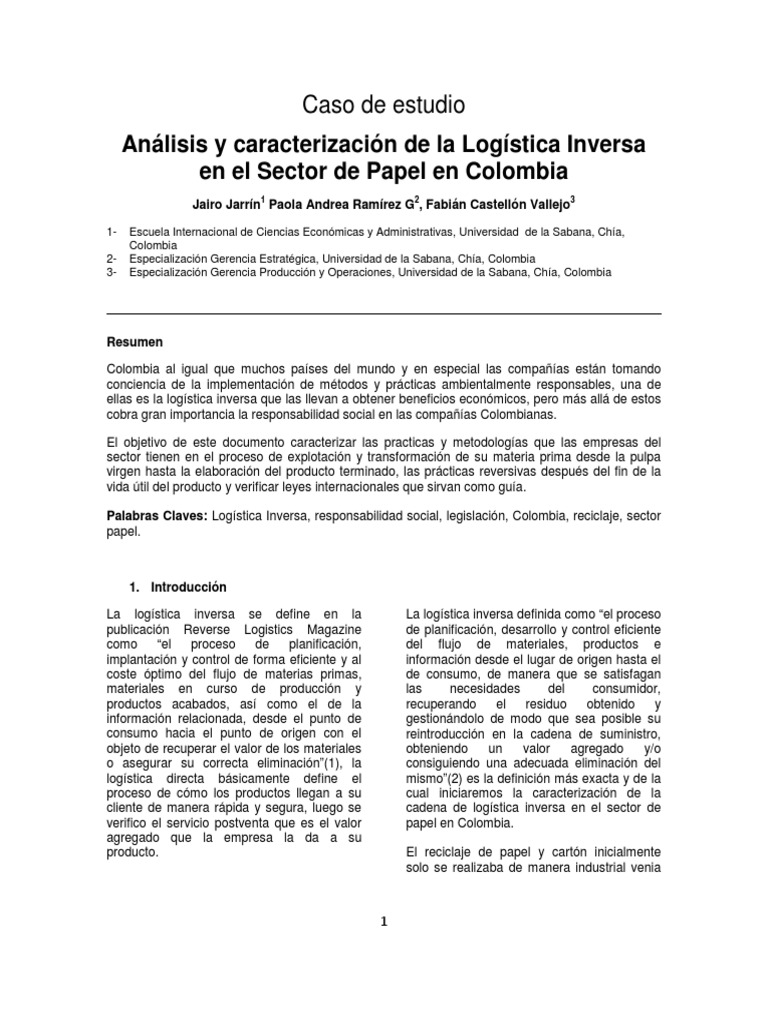 Caso de Estudio Logistica Inversa | PDF | Papel | Reciclaje