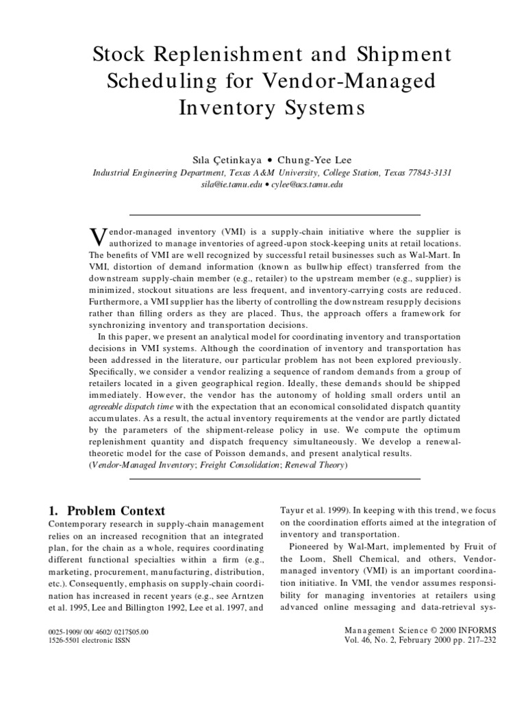 Vendor Managed Inventory (VMI) | PDF | Inventory | Mathematical Optimization