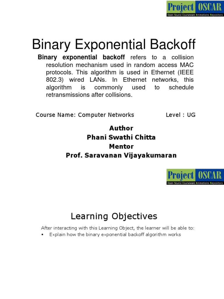 8Binary Exponential Backoff.ppt | Ethernet | Computer Network