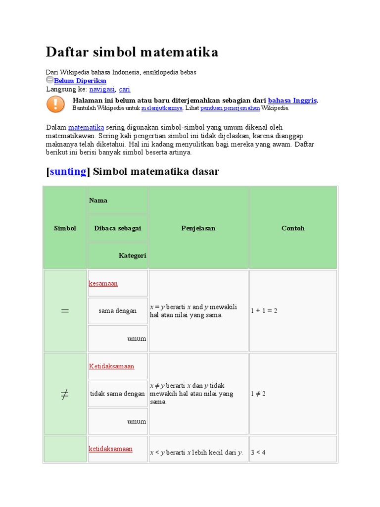 Daftar Simbol Matematika | PDF | Derivatif | Gradien