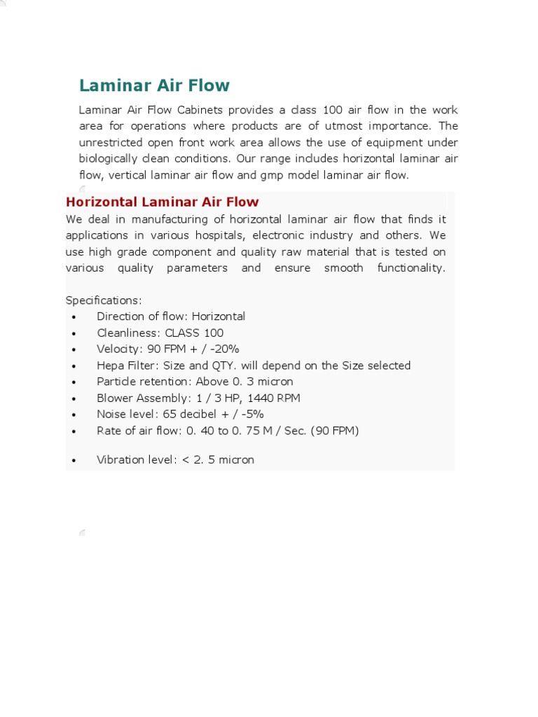 Laminar Air Flow | PDF | Laminar Flow | Chemistry