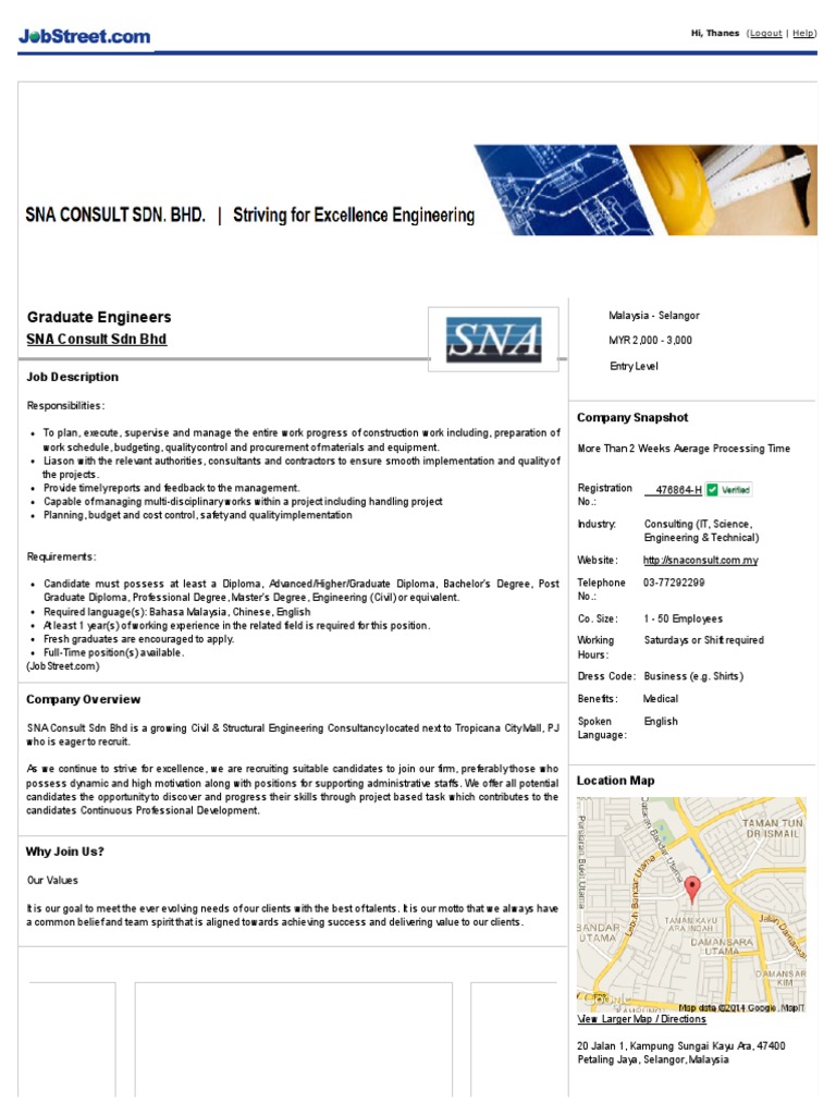 Graduate Engineers - SNA Consult SDN BHD | PDF | Employment | Academic ...