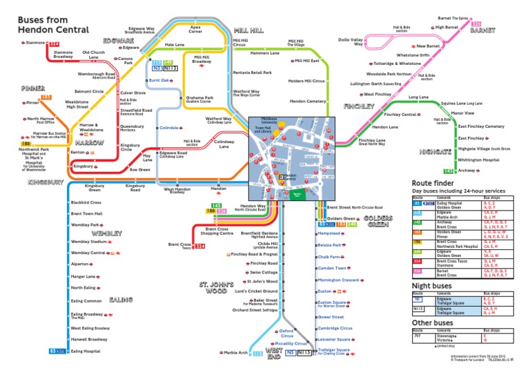 Buses From Hendon Central: Harrow Harrow | PDF | Road Transport | Transport