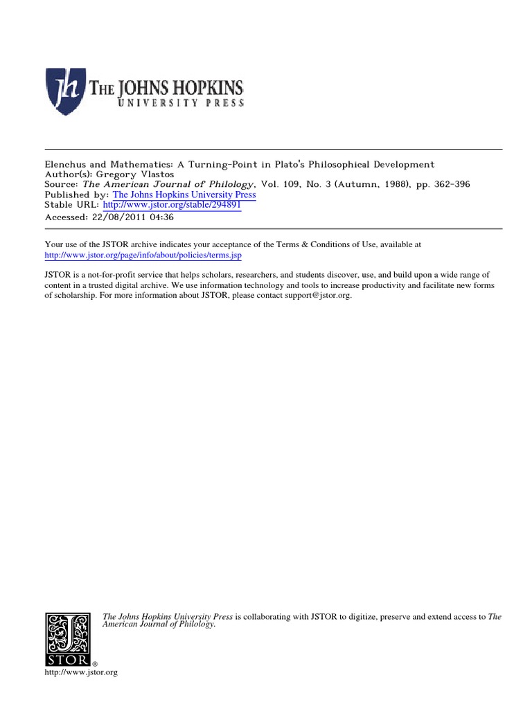 Elenchus and Mathematics | PDF | Plato | Socrates